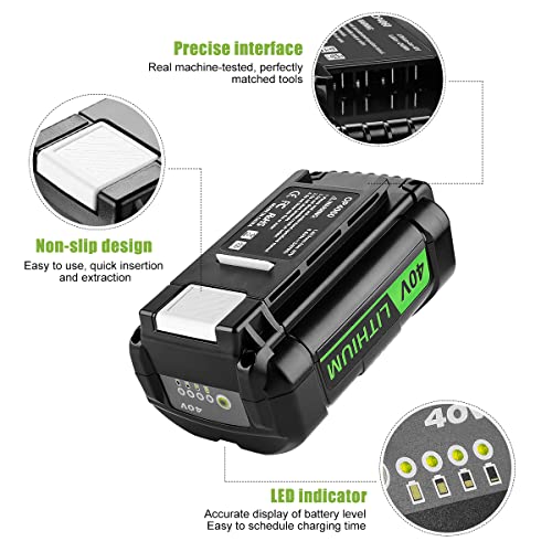 ANTRobut 6.0Ah Replacement Ryobi 40V Battery and Charger Kit for Ryobi 40V Lithium-Ion Battery OP4026 OP40601 OP4050A OP4040 OP4030 OP4050 with OP401 Ryobi 40V Charger