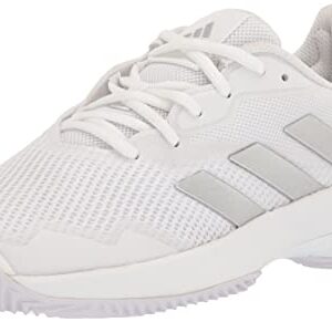 adidas Women's CourtJam Control Sneaker, White/Silver Metallic/White, 8.5