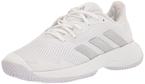 adidas Women's CourtJam Control Sneaker, White/Silver Metallic/White, 8.5