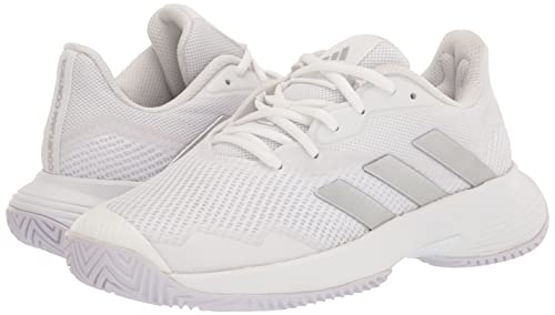 adidas Women's CourtJam Control Sneaker, White/Silver Metallic/White, 8.5