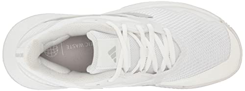 adidas Women's CourtJam Control Sneaker, White/Silver Metallic/White, 8.5