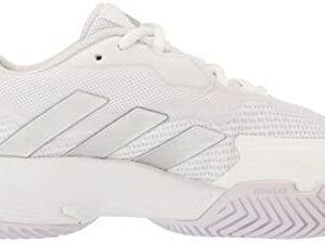 adidas Women's CourtJam Control Sneaker, White/Silver Metallic/White, 8.5