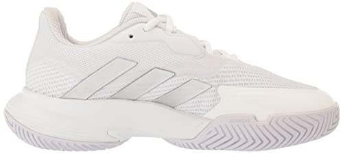 adidas Women's CourtJam Control Sneaker, White/Silver Metallic/White, 8.5