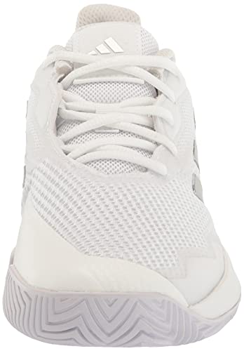 adidas Women's CourtJam Control Sneaker, White/Silver Metallic/White, 8.5