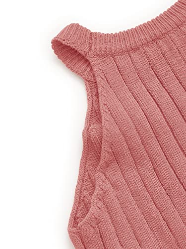 SweatyRocks Women's Knit Crop Top Ribbed Sleeveless Halter Neck Vest Tank Top Watermelon Pink M