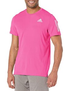 adidas men's own the run t-shirt, semi lucid fuchsia/reflective silver, small