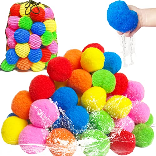 60 Pcs Reusable Water Balls, Reusable Water Balloons for Outdoor Toys and Games, Water Toys for Kids and Adults Boys and Girls - Summer Toys Ball for Pool and Backyard Fun