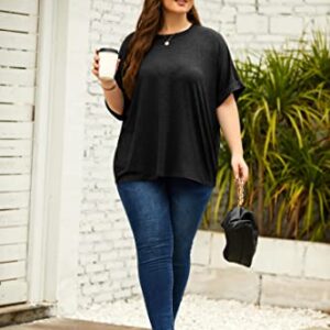 Women Oversized T-Shirt Summer Casual Short Sleeve Loose Tee Tops Black