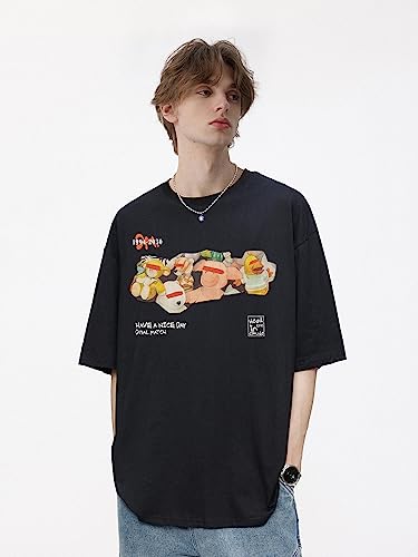 Vamtac Oversized Graphic Tees Shirts Mens Vintage Streetwear Half Sleeve Y2K Boxy Baggy T Shirts Women