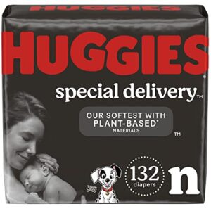 huggies special delivery hypoallergenic baby diapers size newborn (up to 10 lbs), 132 ct, fragrance free, safe for sensitive skin