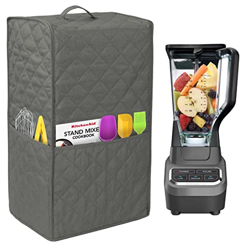 Kitchen Blender Dust Cover,Blender Covers Compatible with Ninja Foodi Blender,Blender Covers For kitchen Appliance Covers,Blender Cover with Accessory Pocket. (Grey)