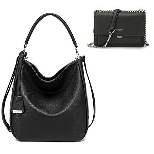 DAVIDJONES Faux Leather Hobo Purse and Wallet set for women Chain Crossbody Shoulder Bags