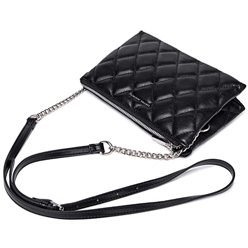 DAVIDJONES Faux Leather Hobo Purse and Wallet set for women Quilted Top Zip Crossbody Bag