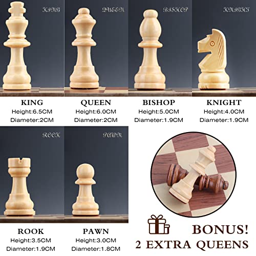 Wooden Chess Set for Adults, Portable Chess Board Folding Magnetic Chess Sets Boards Game for Beginners Travel Chess Piece Set with Portable Storage Board