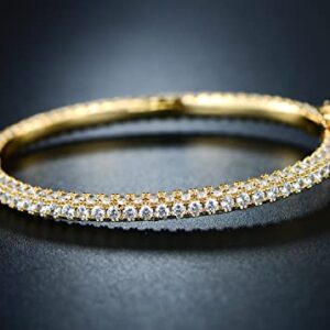 Barzel 18K Gold Plated Crystal Bling Eternity Bangle Bracelet (Gold)