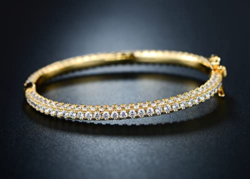 Barzel 18K Gold Plated Crystal Bling Eternity Bangle Bracelet (Gold)