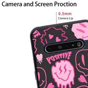 zeleiw autheco Compatible with LG V60 ThinQ 5G Case, Pink Dripping Smiles Love Heart Positive Radiate Face Graphic Design for LG Case Girls Women,Soft Silicone Trendy Cool Case for LG V60 ThinQ 5G