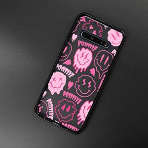 zeleiw autheco Compatible with LG V60 ThinQ 5G Case, Pink Dripping Smiles Love Heart Positive Radiate Face Graphic Design for LG Case Girls Women,Soft Silicone Trendy Cool Case for LG V60 ThinQ 5G