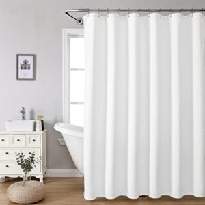 MISS SELECTEX Fabric Matt Waffle Weave Shower Curtains for Bathroom,Luxury Hotel, Waterproof 230 GSM Heavy Duty Classic Durable Fabric Bathroom Curtain Machine Washable(72Wx72H, White)