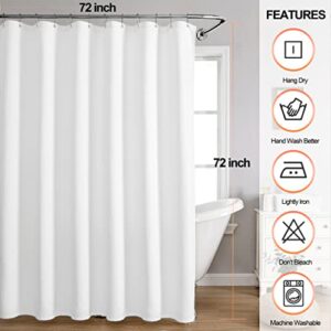 MISS SELECTEX Fabric Matt Waffle Weave Shower Curtains for Bathroom,Luxury Hotel, Waterproof 230 GSM Heavy Duty Classic Durable Fabric Bathroom Curtain Machine Washable(72Wx72H, White)