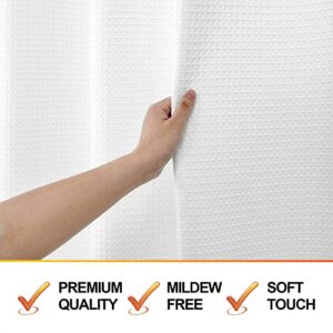 MISS SELECTEX Fabric Matt Waffle Weave Shower Curtains for Bathroom,Luxury Hotel, Waterproof 230 GSM Heavy Duty Classic Durable Fabric Bathroom Curtain Machine Washable(72Wx72H, White)