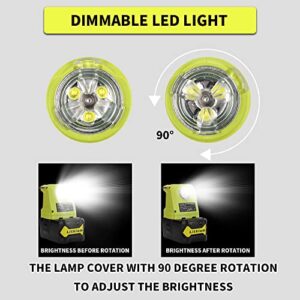 2 USB Ports Battery Adapter Charger with 420LM LED Light Compatible with Ryobi 18V One+ P108 P107 Lithium Battery Power Supply Power Source Portable Flashlight Outdoor Camping Lantern