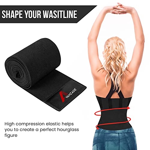 Avanzade 5 meter Waist Wrap for Stomach Plus Size Women – Trainer Tummy Control Snatch Me Up Bandage Weight Loss - (one fit all(XL,XXL,XXXL)) Black, Meter(XL,XXL,XXXL) (wt)