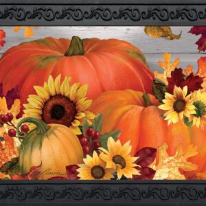 Briarwood Lane Autumn Pumpkin Trio Doormat Sunflowers Fall 30" x 18"