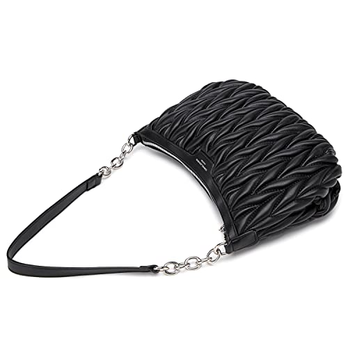 DAVIDJONES Women's Chevron Quilted Shoulder Bag,Faux Leather Small Crossbody Satchel Bags for Women with Chain Purse Strap