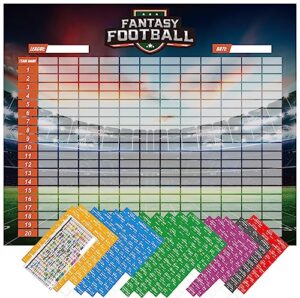 2023-2024 fantasy football draft board kits with 12 team 20 round 500+player labels and blank labels including 2023 top rookie and schedule