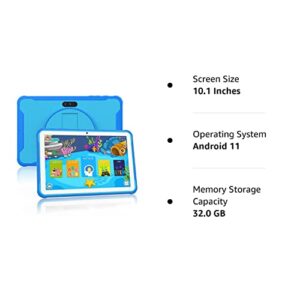 Kids Tablet 10.1 '' Android Toddler Tablet 2GB 32GB Tablet for Kids APP Preinstalled & Parent Control Kids Learning Education Tablet WiFi Camera,Netflix YouTube Hands-Free Watching(2022 Release),Blue