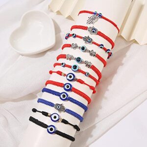 ILGANT 36Pcs Evil Eye Bracelets Pack Mexican Adjustable Mal De Ojo Blue Red Black String Knot Bracelet Set Hamsa Protection Beaded Jewelry for Women Teen Girls