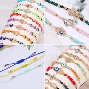 ILGANT 36Pcs Evil Eye Bracelets Pack Mexican Adjustable Mal De Ojo Blue Red Black String Knot Bracelet Set Hamsa Protection Beaded Jewelry for Women Teen Girls