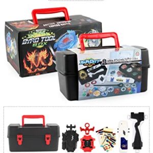 Battling Top Set, Burst Gyro Toys 10 Spinning Tops 2 Launchers Combat Battling Game with Portable Storage Box Gift for Kids Children Boys