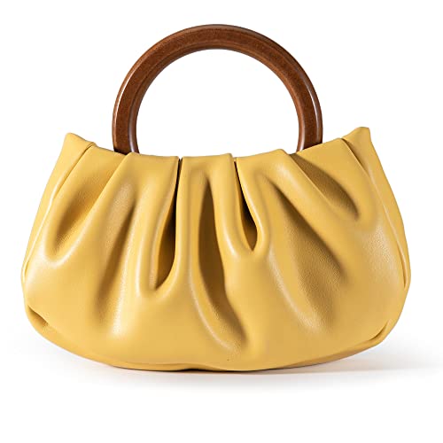 Milan Chiva Cloud Pouch Bag Gabbi Ruched Handbag Chic Dumpling Clutch Purses with Removable Strap MC-1007MSYL