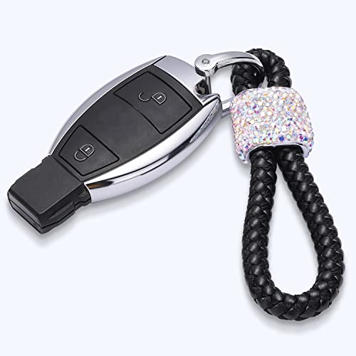 SAVORI Car Keychain Rhinestones Car Key Fob Keychains Bling Key Chain Holder with D-Ring for Men and Women (AB)