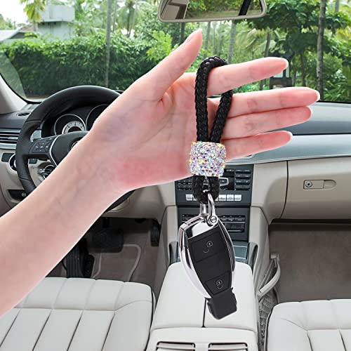 SAVORI Car Keychain Rhinestones Car Key Fob Keychains Bling Key Chain Holder with D-Ring for Men and Women (AB)