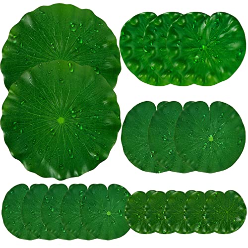 Taiyin 18 Pcs Artificial Lily Pads Plastic Lotus Leaves Water Lily Pads for Ponds Pool Flower Lotus Flower Decor Green Lily Pads Garden Pool Aquarium Fish Tank Decoration