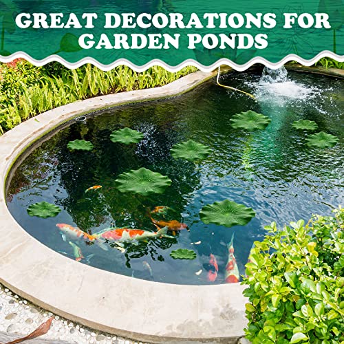 Taiyin 18 Pcs Artificial Lily Pads Plastic Lotus Leaves Water Lily Pads for Ponds Pool Flower Lotus Flower Decor Green Lily Pads Garden Pool Aquarium Fish Tank Decoration