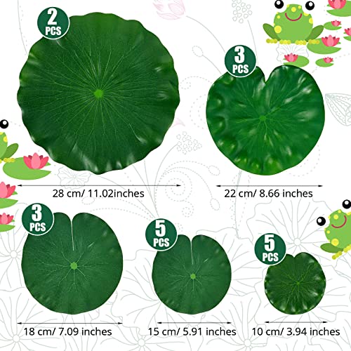 Taiyin 18 Pcs Artificial Lily Pads Plastic Lotus Leaves Water Lily Pads for Ponds Pool Flower Lotus Flower Decor Green Lily Pads Garden Pool Aquarium Fish Tank Decoration