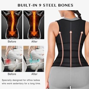 FeelinGirl Waist Trainer for Women Latex Cincher Corset Vest Sport Workout Hourglass Body Shaper with Steel Bones XXL