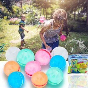 zupiiy reusable water balloons, summer water toys, outdoor toys, pool toys, self-sealing water bomb for kids adults, silicone water ball easy quick fill, fun splash water bomb party supplies(12 pcs)