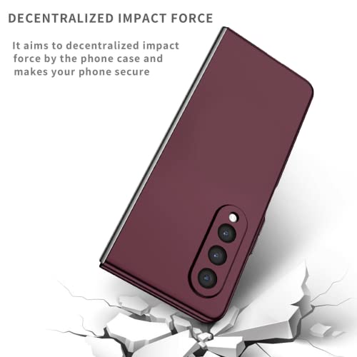 EAXER for Samsung Galaxy Z Fold 3 5G Case, Z Fold 3 Silicone Case, Slim Folding Rugged Heavy Duty, Skin Feel, Shockproof Case Cover (Wine red)