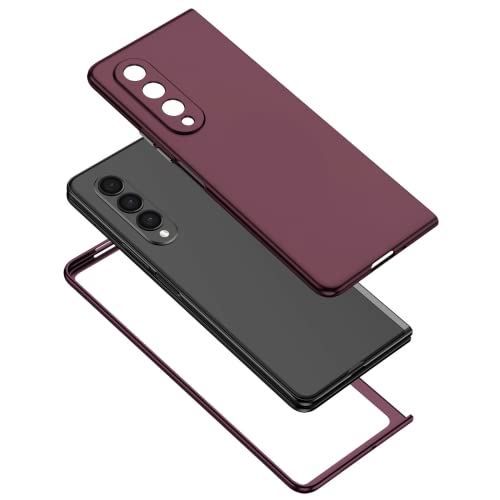 EAXER for Samsung Galaxy Z Fold 3 5G Case, Z Fold 3 Silicone Case, Slim Folding Rugged Heavy Duty, Skin Feel, Shockproof Case Cover (Wine red)