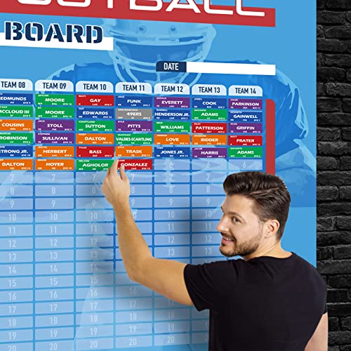 exellewis Fantasy Football Draft Board 2023-2024 Season - 5.3 Feet x 3.7 Feet Large Board Kit - Up to 14 Teams 20 Rounds 500+ Player Stickers (2023-2024 Season)