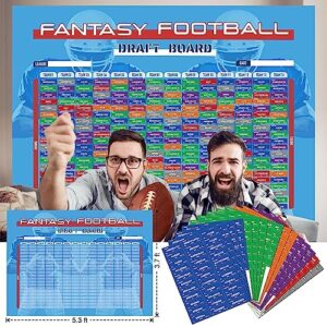 exellewis Fantasy Football Draft Board 2023-2024 Season - 5.3 Feet x 3.7 Feet Large Board Kit - Up to 14 Teams 20 Rounds 500+ Player Stickers (2023-2024 Season)