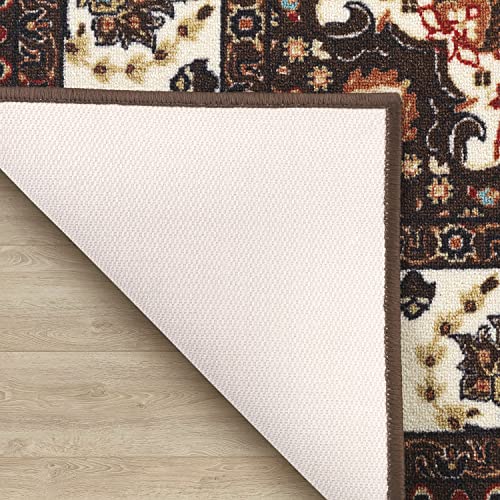 Antep Rugs Alfombras Oriental Traditional 8x10 Non-Skid (Non-Slip) Low Profile Pile Rubber Backing Indoor Area Rugs (Brown, 7'10" x 10')