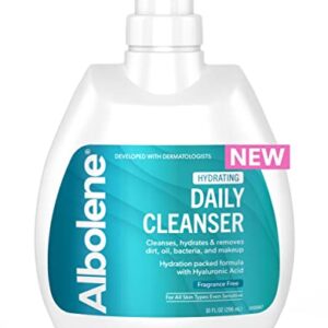 Albolene Daily Face Wash, Moisturizing Face Cleanser and Makeup Remover with Hyaluronic Acid, 10 fl oz