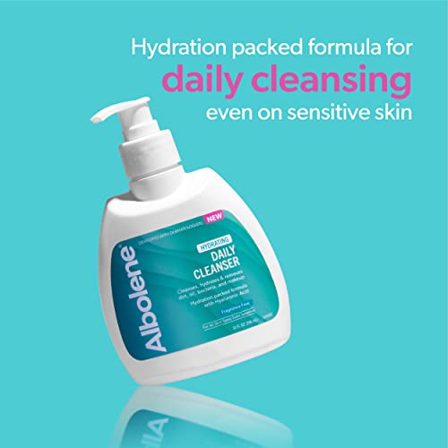 Albolene Daily Face Wash, Moisturizing Face Cleanser and Makeup Remover with Hyaluronic Acid, 10 fl oz