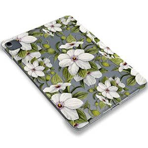 Kawaii White Flowers Cute Art case Compatible with iPad Mini Air Pro 7.9 8.3 9.7 10.2 10.9 11 12.9 inch Pattern Cover New 2022 2021 Trifold Stand 3 4 5 6 7 8 9 Generation 480 (12.9 Pro 3/4/5 gen)